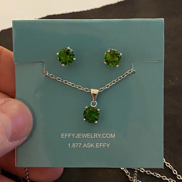 Effy | Jewelry | Nib Effy Solid Sterling Silver And Lab Emerald Set ...
